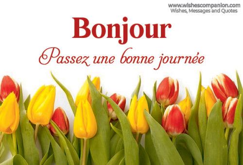 Bonjour Images with Flowers - Wishes Companion